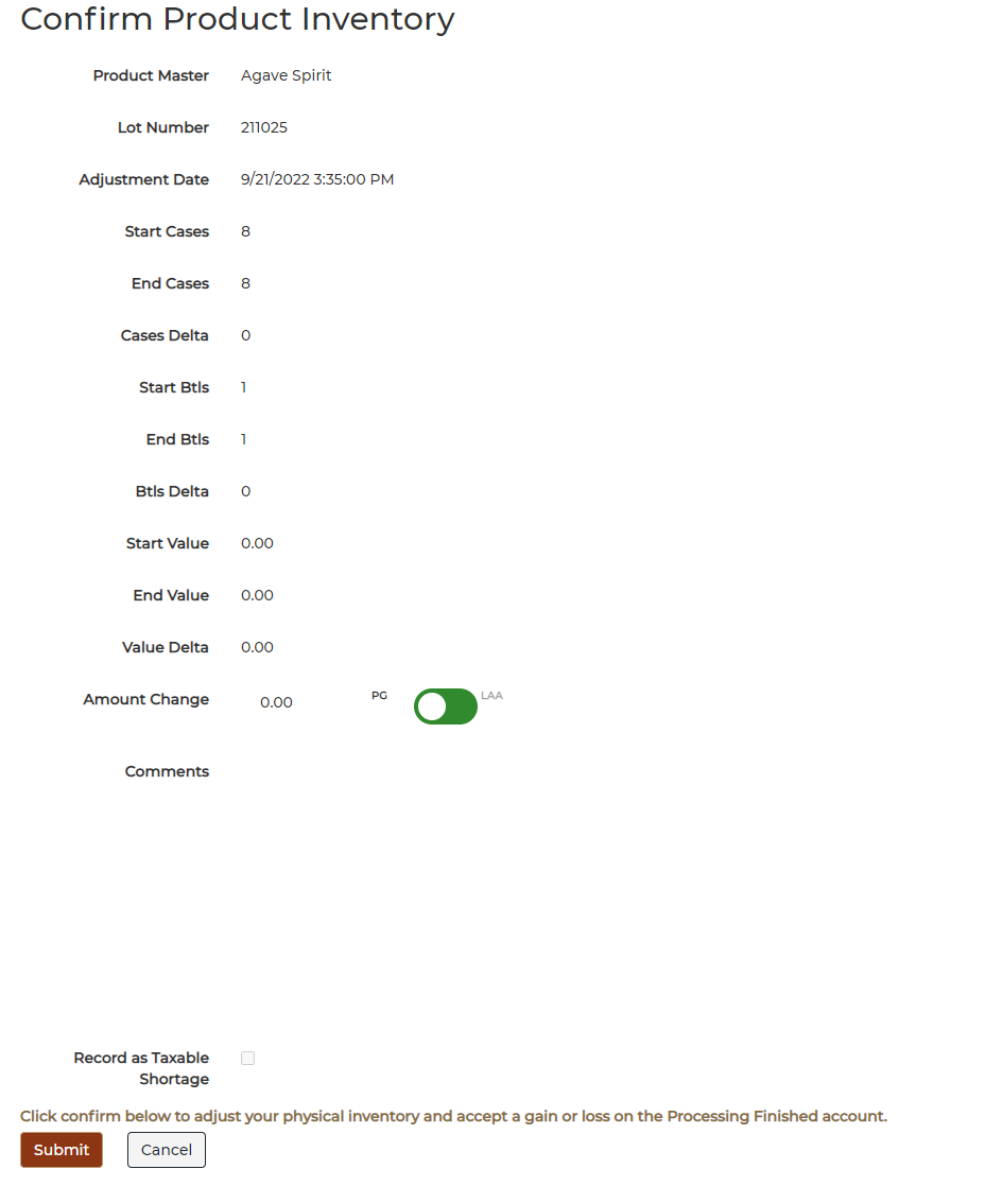 Adjust Finished Product Inventory (Record Overage or Shortage ...